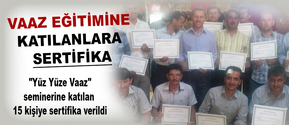Vaaz Eğitimine Katılanlara Sertifika